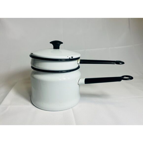 Source Unknown | Kitchen | Vintage Enamelware Quart Double Broiler ...